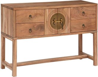 PEGANE Table console en bois dacacia coloris naturel avec 2 portes et 4 tiroirs - longueur 112 x Profondeur 40 x Hauteur 79 cm Pegane