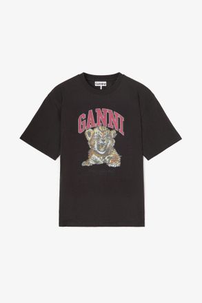 Ganni T-shirt &agrave; imprim&eacute; tigre Multicolore Coton biologique - Taille XL - Pour Femme