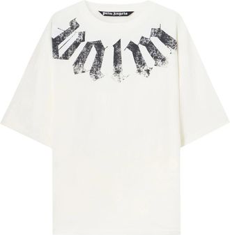 Palm Angels Big Neck Logo Loose T-Shirt - - Tops - Herren - Wei&szlig; - S