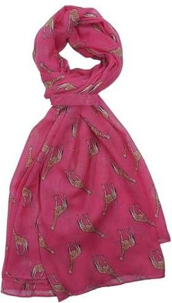 GFM Foulard imprimé girafe - Écharpe toutes saisons,.GF-71-CRTGLB-Rose, L
