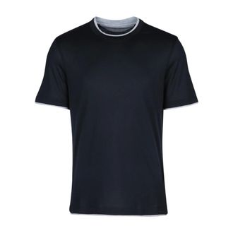 Brunello Cucinelli Homme, Tops, Bleu, Taille: 2XL T-shirt d&eacute;contract&eacute; en coton