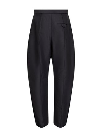Khaite Womens Black Wool And Silk Faille Jude Trousers Virgin