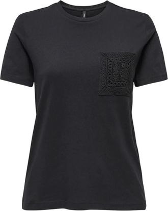 Only Only, Femme, Tops, Noir, Taille: 40 FR Onlenja S/S O-Neck Pocket Top