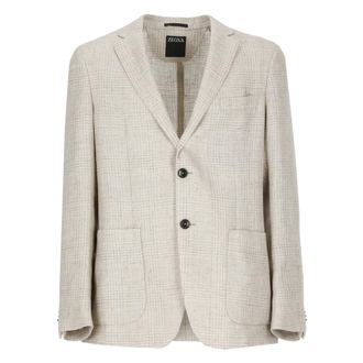 Ermenegildo Zegna Veste Beige en Lin et Laine - Homme - Vestes - Beige - Taille: M