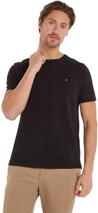 Tommy Hilfiger T-Shirt Manches Courtes Homme Essential Regular Fit Col Ras-du-Cou, Noir (Black), XS