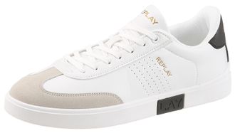 Replay Sneaker REPLAY, Herren, Gr. 42, wei&szlig;, schwarz, Lederimitat, Velourslederimitat, kontrastfarbene Details, Schuhe Sneaker, Halbschuh, Schn&uuml;rschuh, Freiz