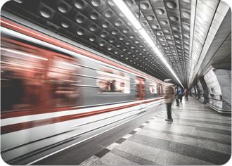 Fabulous Platzsets, weiche Unterseite aus Kork, Deckchen, Landschaft, U-Bahnstation, Prag, langgesponnen, großes Format, 39,5 x 28,5 cm, 4 Stück