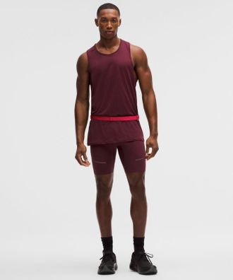 lululemon Fast and Free Kurze Leggings f&uuml;r M&auml;nner - 20 cm - Gr&ouml;&szlig;e 2XL in Burgundy Bay