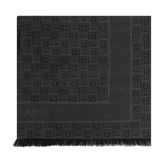 Ferragamo Monogram Jacquard Schal - - Accessories - Herren - Grau - ONE SIZE