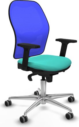 Piqueras y Crespo B&uuml;rostuhl mit 2D-Armlehnen, h&ouml;henverstellbare Lendenwirbelst&uuml;tze, mit 5 Positionen und injiziertem Schaumstoff, Blau/T&uuml;rkis