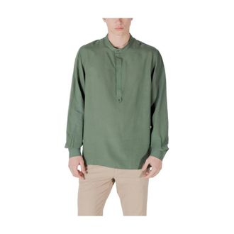 Antony Morato Homme, Chemises, Vert, Taille: XL Chemise en Lyocell avec Boutonnage sur le Devant et Col Classique