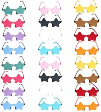 BESPORTBLE 24 paires de lunettes de soleil en forme d&eacute;toile pour le 4 juillet | Lunettes de soleil am&eacute;ricaines sans monture | patriotiques pour femmes | F&ecirc;te com