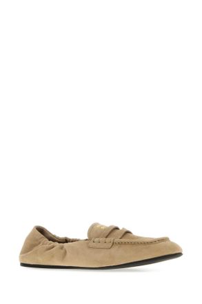 Miu Miu Womens Sand Suede Leather Loafers Deserto Mocassini