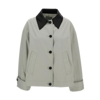 Durazzi Milano Femme, Vestes, Gris, Taille: 36 FR Veste en coton avec col en cuir
