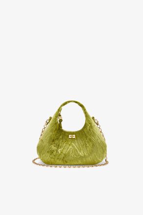 Ganni Mini sac hobo en velours moir&eacute; Vert - Pour Femme