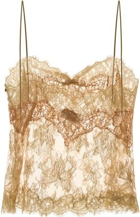 Saint Laurent Gold Lace Camisole - Gold