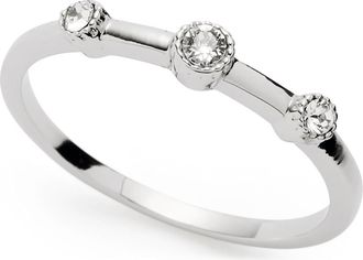 Leonardo Ring Ciao Marida - Finger-Ring aus silberfarbenem Edelstahl - Gr. 16 (50) - zarte Ringschiene mit drei eingesetzen Glassteinen - Schmuck Geschenk Dame