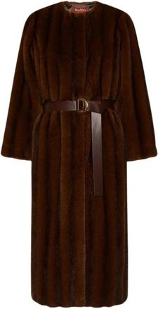 Max Mara Manteau long ceintur&eacute; - Femme - Manteaux - Brun - Taille: 40 FR