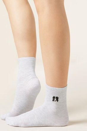 Calzedonia Socken Mit Dog-stickerei Grau