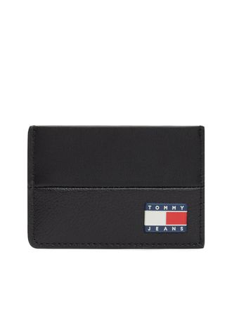 Tommy Jeans Kartenetui TOMMY JEANS TJM HERITAGE CC HOLDER, Damen, schwarz, Leder, Lederimitat, Textil, Kleinlederwaren, Unisex Mini-Geldbeutel, Portemonnaie zum K