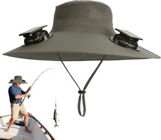 Generico Chapeau avec ventilateur solaire - chapeau de ventilation solaire - large bord imperméable rechargeable USB respirant pour le jardin de golf chaud, Ar