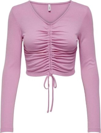 Only Gerafftes kurzes Top - - Tops - Damen - Rosa - S