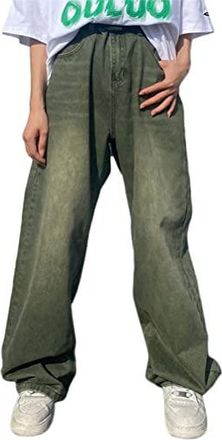 ORANDESIGNE Jeans Pantalon Hip Hop Homme Coupe Droite Denim Cargo Baggy Pantalon avec Poches Y2K Parachute Pantalon R&eacute;tro Streetwear Pantalon Large Mode Harajuku 