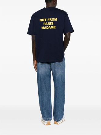 Dr&ocirc;le de Monsieur Logo-Embroidered Cotton T-Shirt - Navy