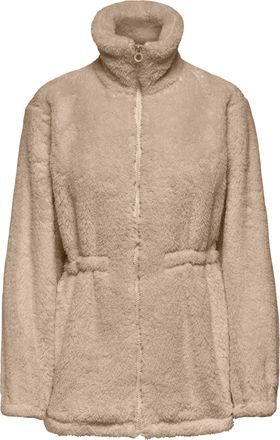 Only Pl&uuml;schjacke ONLY ONLCONTACT COAT CC OTW, Damen, Gr. XL, beige (humus), Pl&uuml;sch, Obermaterial: 100% Polyester, unifarben, normal, Jacken, Kunstfaser, Pl