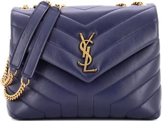 Saint Laurent Loulou Matelasse Chevron Leather Small shoulder bag - Bleu