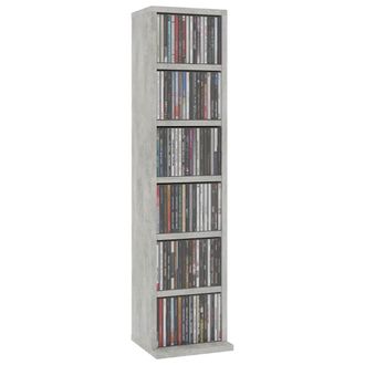 Generic CD Regal, St&auml;nder, Aufbewahrung, Standregal, Medienregal, B&uuml;cherregal, B&uuml;roregal, Dekoregal, Aktenregal, 21x20x88 cm, Holzwerkstoff(Wei&szlig;) (Betongrau)