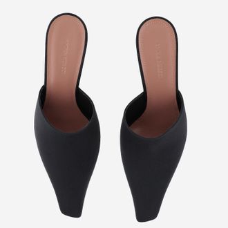 Amina Muaddi Womens Mules Jamie Black Satin