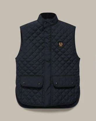 Belstaff Veste Sans Manches Icon Pour Homme Nylon Recycl&eacute; Matelass&eacute; Bleu Encre Fonc&eacute; 44