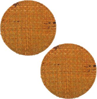 NUOBESTY 2 St&uuml;ck Handgewebte Hitzebest&auml;ndige Runde Tischsets 22cm aus Robustem Material W&auml;rmeisolierende Platzmatten f&uuml;r Esszimmer K&uuml;che und Schreibtisch