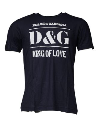 Dolce & Gabbana Mens Blue D&g King Of Love Cotton Crew Neck T-Shirt