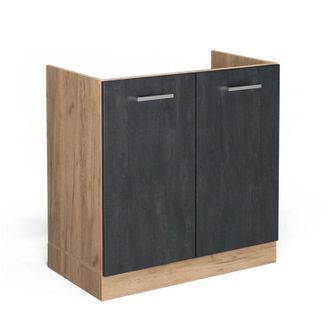 Vicco K&uuml;chenschrank R-Line, Schwarz Beton, 80 cm ohne Arbeitsplatte Vicco