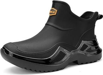 Generic Bottes de pluie courtes en caoutchouc pour homme - Hauteur cheville - Imperm&eacute;ables, Noir, 39 1/3 EU