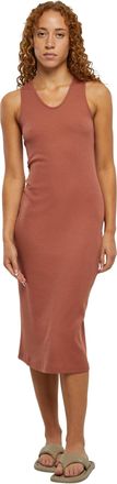Urban Classics Damen Kleid Ladies Midi Sleeveless Rib Dress Terracotta 4XL