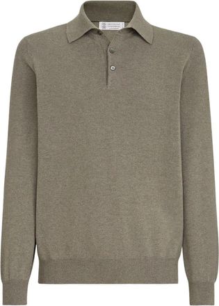 Brunello Cucinelli Kaschmir-Strick-Poloshirt - - Tops - Herren - Grau - XL