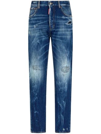 Dsquared2 jean droit &agrave; finitions effiloch&eacute;es - Bleu