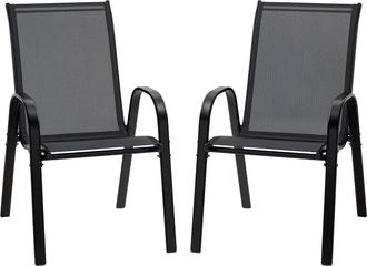 OUTSUNNY Gartenstuhl 2er Set wetterfest Gartenstühle Stapelstuhl mit Armlehne Rückenlehne stapelbar Terrassenstuhl bis 120 kg belastbar Gartenmöbel für Hinterh