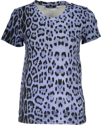 Cavalli Blaues Baumwoll-T-Shirt mit Muster - - Tops - Damen - Mehrfarbig - M