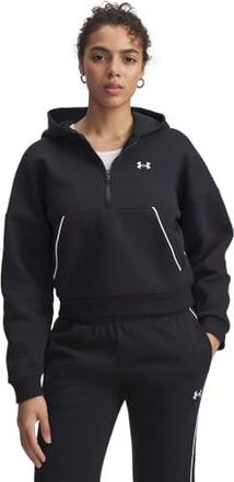 Under Armour Sweat &agrave; capuche Rival en polaire passepoil&eacute; demi-zipp&eacute; pour femme, (005) Noir/Blanc, X-Small