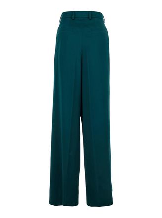 Dries Van Noten Womens Blue Fabric Trousers With Belt Loops Acetate