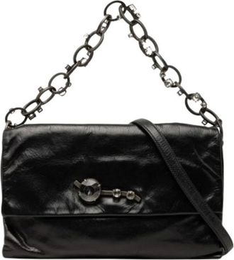 Miu Miu Pre-owned Sac bandouli&egrave;re orn&eacute; de strass - Femme - Pre-owned - Noir - Taille: ONE Size