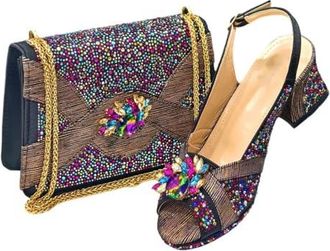 Generic Escarpins à talon ouvert avec diamants 2025 italiens assortis pour les fêtes, M0001, 39.5 EU