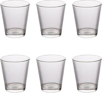 Villa D'Este Home Tivoli Lot de 6 verres &agrave; eau en verre 350 ml, motif rayures, Nice
