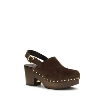 Chlo&eacute; Womens Brown Calf Leather Bos Taurus Clogs Shoe