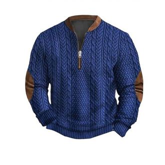 Generic Sweat-shirt sans capuche pour homme avec fermeture &eacute;clair 1/4 - T-shirt dext&eacute;rieur &agrave; manches longues - Coupe ample - Pull de transition tendance - Con