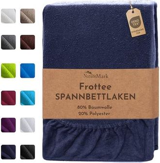 NatureMark Drap-housse en tissu &eacute;ponge, Bleu marine, 70x140 cm Kinder
